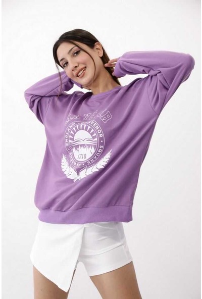 Modaline Bisiklet Yaka Baskılı Sweat Modaline Bisiklet Yaka Baskılı Sweat