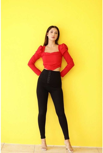 Modaline Önü Kopçalı Tayt