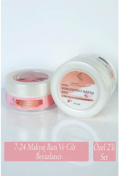 7-24 Ultra Nemlendiriçi Makyaj Bazı 100 ve Ekstra Cilt Beyazlatıcı ve Aydınlatıcı Krem 50 ml Avantajlı [ 2li Set ]