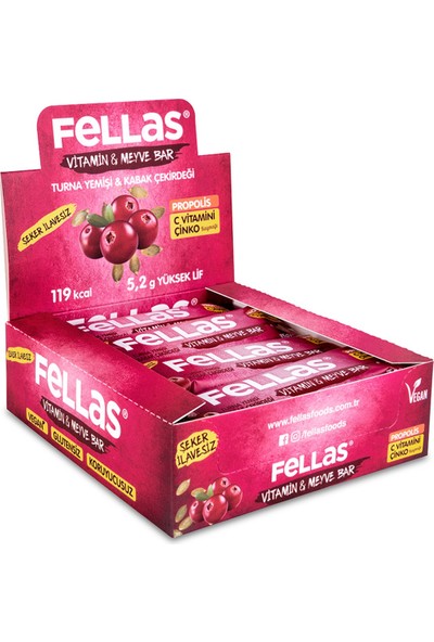 Fellas Vitamin & Meyve Bar - Turna Yemişi ve Kabak Çekirdeği 35 gr x 12 Adet Fellas Vitamin & Meyve Bar - Turna Yemişi ve Kabak Çekirdeği 35 gr x 12 Adet