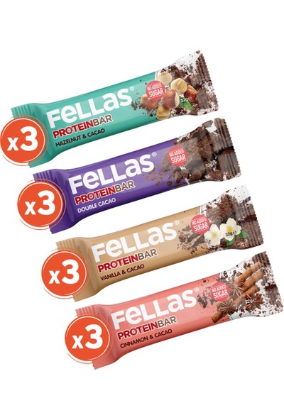 Fellas Protein Bar 32 gr Karma Kutu 12 Adet (4 Çeşit)