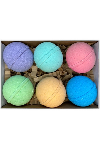 Bath Bombs Spa Set / Banyo Topu – Hediye Seti 6 x 80G – Köpüklü Tek Renk
