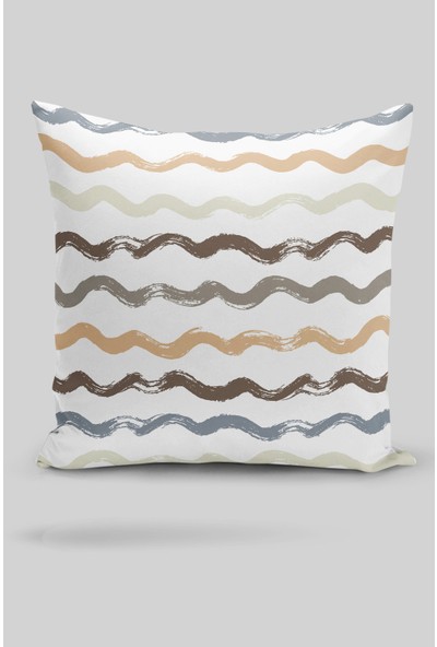 Burliva Keten Kumaş Görünümlü Dekoratif Dijital Baskılı Kırlent Kılıfı