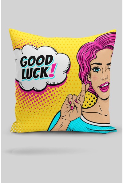 Burliva Popart Tasarımlı Dekoratif Dijital Baskılı Kırlent Kılıfı