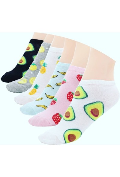 London Socks 6'lı Karışık Meyve Desenli Patik Çorap