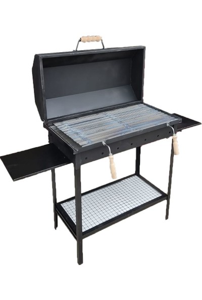 40X70 Demir Kapaklı Barbekü Yazlık Tipi Mangal Oluklu Izgara