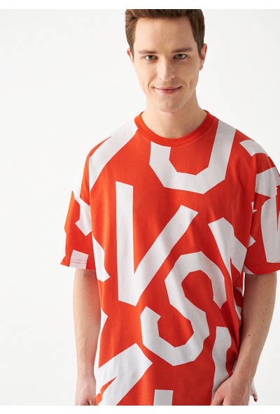 Baskılı Turuncu Tişört