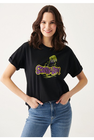 Scooby Doo Baskılı Siyah Sweatshirt