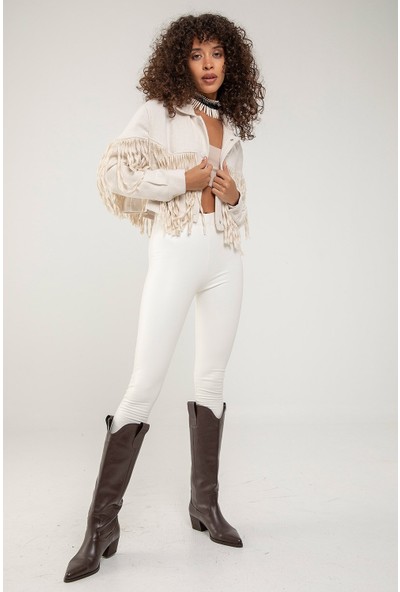 Şardonlu Natural Deri Tayt Şardonlu Natural Deri Tayt