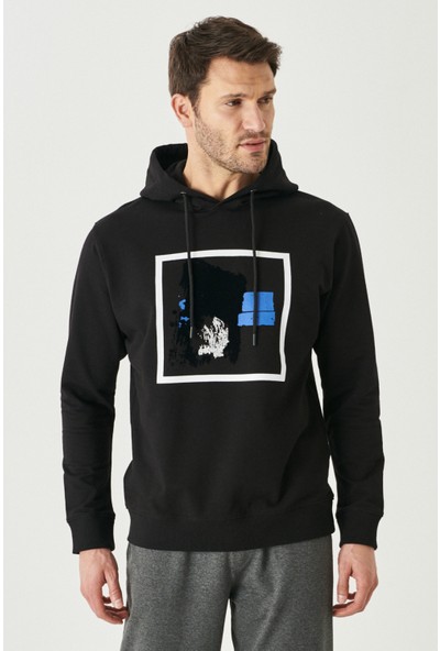 Standart Fit Normal Kesim Kapüşonlu Yaka Baskılı Sweatshirt Standart Fit Normal Kesim Kapüşonlu Yaka Baskılı Sweatshirt