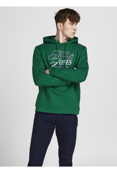 Jack & Jones 12209313_Jorbooster Sweathood Kapüşonlu Regular Fit Baskılı Koyu Yeşil Erkek Sweatshir Jack & Jones 12209313_Jorbooster Sweathood Kapüşonlu Regular Fit Baskılı Koyu Yeşil Erkek Sweatshir