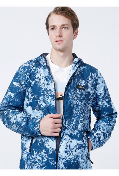 National Geographic Kapüşon Standart Kalıp Desenli Mavi Erkek Mont - ISLANDO National Geographic Kapüşon Standart Kalıp Desenli Mavi Erkek Mont - ISLANDO