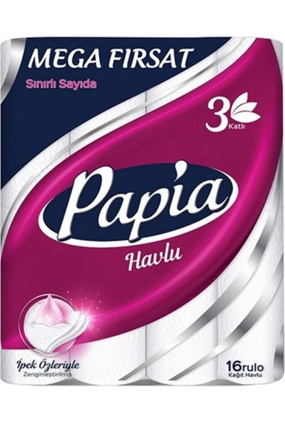 Papia Kağıt Havlu (3 Katlı) 16’lı Ipek Özlü