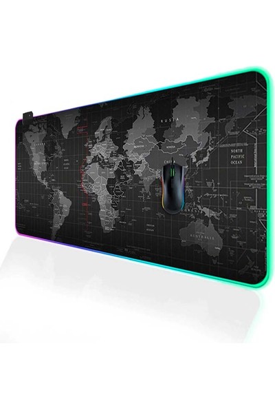 Ally Dünya Desenli Rgb LED Işıklı Oyuncu Mouse Pad 300*800*4MM