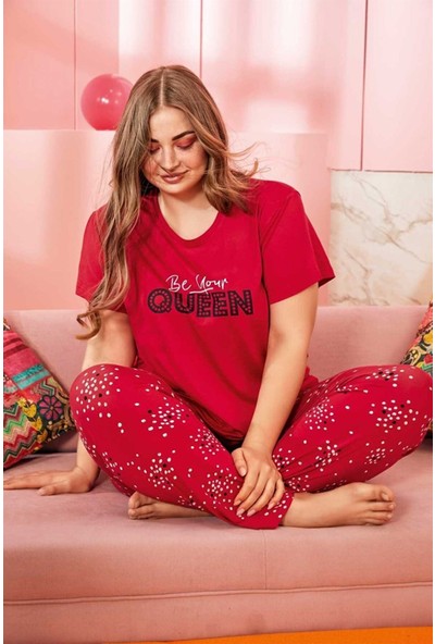 Aydoğan Büyük Beden Kısa Kollu Pijama Takımı Viskon Bisiklet Yaka