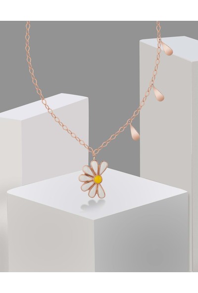 Else Silver 925 Ayar Gümüş Papatya Aşk Falı Kolye