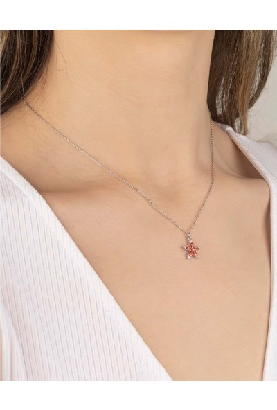 Else Silver Turuncu Damla Taşlı Gümüş Beni Unutma Çiçeği Kolye Else Silver Turuncu Damla Taşlı Gümüş Beni Unutma Çiçeği Kolye