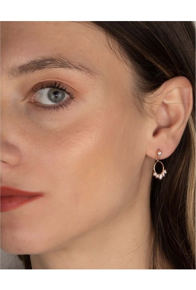 Else Silver Süzme Taşlı Prenses Modeli Gümüş Halka Küpe