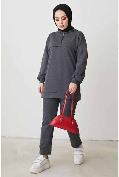 Instyle Helen Fermuarlı Spor Ikili Takım - Antrasit