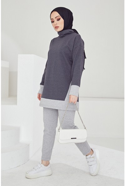 Instyle Evra Yan Garnili Spor Ikili Takım - Antrasit Gri
