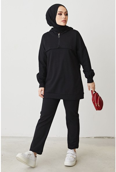 Instyle Helen Fermuarlı Spor Ikili Takım - Siyah