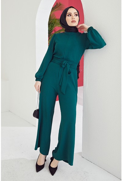 Instyle Armina Kuşaklı Ayrobin Tulum - Petrol Mavisi Instyle Armina Kuşaklı Ayrobin Tulum - Petrol Mavisi