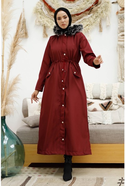 Instyle Kürklü Içi Polar Uzun 2002 Kaban - Bordo Instyle Kürklü Içi Polar Uzun 2002 Kaban - Bordo
