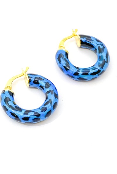 Miss Happiness Animal Print Mavi Halka 2,5 cm