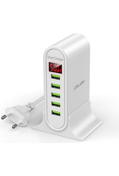 Uslion 5 Çoklu Port USB Şarj Aleti Masaüstü Şarj Istasyonu 5V 4A Uslion 5 Çoklu Port USB Şarj Aleti Masaüstü Şarj Istasyonu 5V 4A