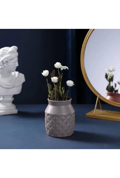 Parla Dekoratif Desenli Vazo Gri Venüs PS3920