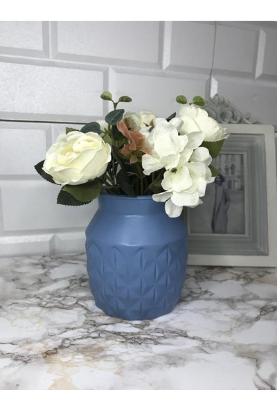 Parla Dekoratif Desenli Vazo Indigo Mavi Venüs PS3921