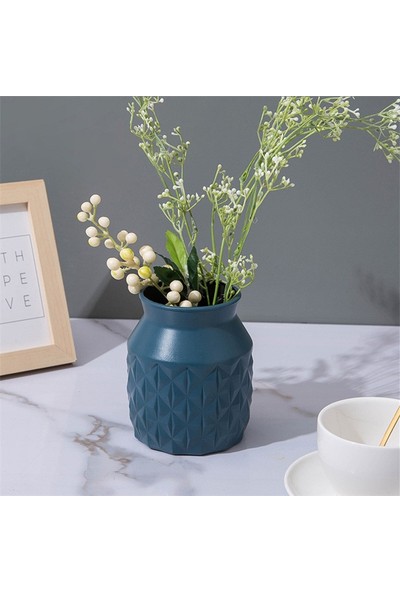 Parla Dekoratif Desenli Vazo Petrol Mavi Venüs PS3924