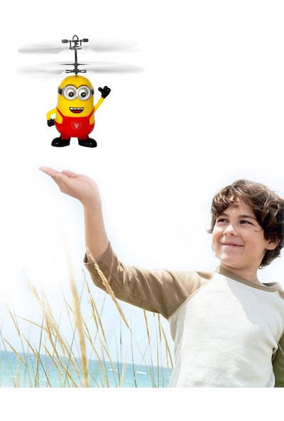 Epazzar Uçan Minyon Dron Hareket Sensörlü USB Şarjlı Minions Dron Oyuncak Kırmızı