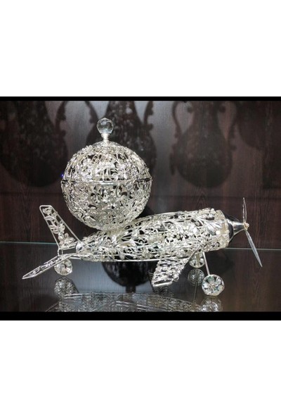 Ceyyiz Gümüş Şekerlik Uçak Model Kapaklı Çikolatalık LKM-174