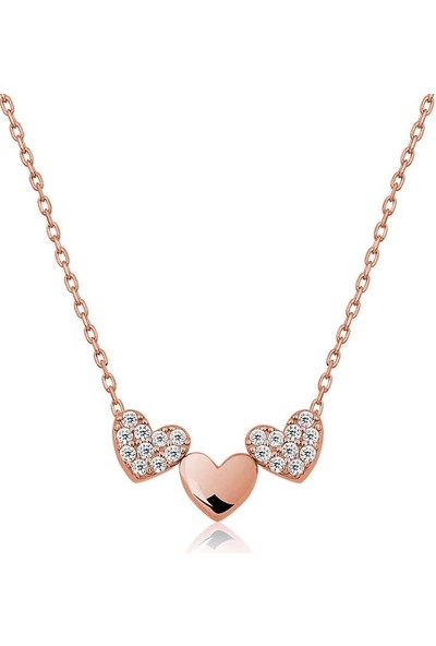 Jewel Gümüş Üç Kalp Bayan Kolye