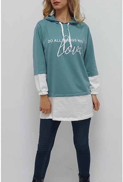 Nocna Fashion Love Baskılı Tunik Mint NCG01-MINT