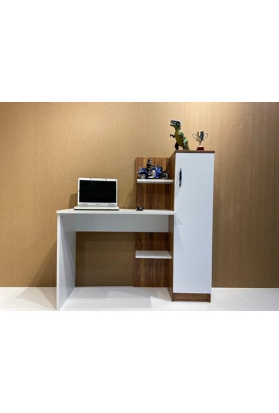 Bicabin Narin Trend Raflı Dolaplı Çalışma Masası Garda Beyaz