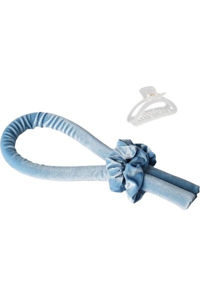 Isıtsız Kıvrık Çubuk Uyku Ipek Şerit Kafa Bandı Yok Isı Saç Parlak Mavi