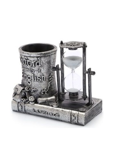 Acenter Oxford English Kalemlik ve Kum Saati Dekoratif Hediyelik Eşya (Gri) Acenter Oxford English Kalemlik ve Kum Saati Dekoratif Hediyelik Eşya (Gri)