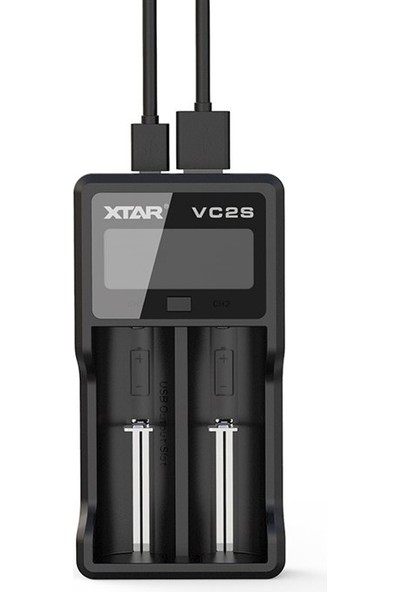 Xtar VC2S - Taşınabilir LCD Ekranlı Li-Ion/ni-Mh/ni-Cd Pil Şarj Cihazı 2’li