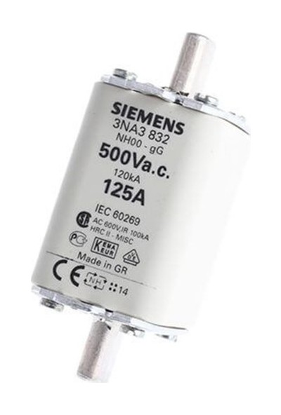 Sıemens Nh-Bıçaklı Sigorta Buşonu; 125A; Boy 00; Genişlik 30MM