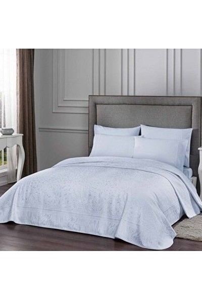 Taç Palina Jakar Çift Kişilik Pike Takımı Mavi