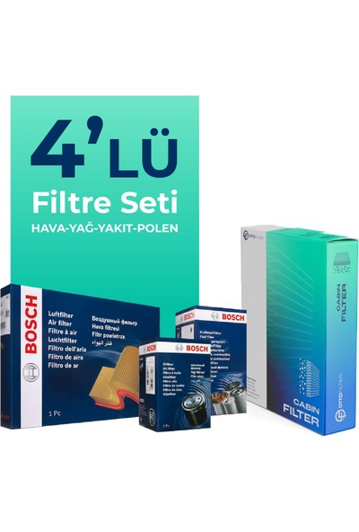 Bosch Renault Captur 1.5 Dci Filtre Bakım Seti (2013-2019) 4 Lü Bosch Renault Captur 1.5 Dci Filtre Bakım Seti (2013-2019) 4 Lü