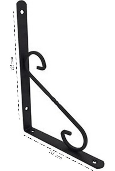 Beşel Ferforje Raf Altı (Siyah) 155*115*14 mm Raf Ayağı Beşel Ferforje Raf Altı (Siyah) 155*115*14 mm Raf Ayağı