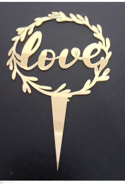 Best Parti Love Yuvarlak Gold Pasta Süsü Doğum Günü Happy Birtday Pleksi