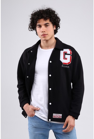 Difransel Unisex Siyah Oversize Pamuklu Kolej Ceket Difransel Unisex Siyah Oversize Pamuklu Kolej Ceket