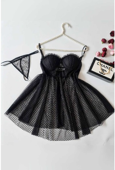 Pembishomewear Cudi Special Siyah Tül Gecelik Pembishomewear Cudi Special Siyah Tül Gecelik