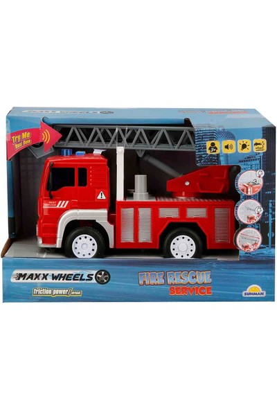 Sunman Maxx Wheels Sesli ve Işıklı Su Fışkırtan Itfaiye Aracı 20 Cm. - Merdiven Sunman Maxx Wheels Sesli ve Işıklı Su Fışkırtan Itfaiye Aracı 20 Cm. - Merdiven