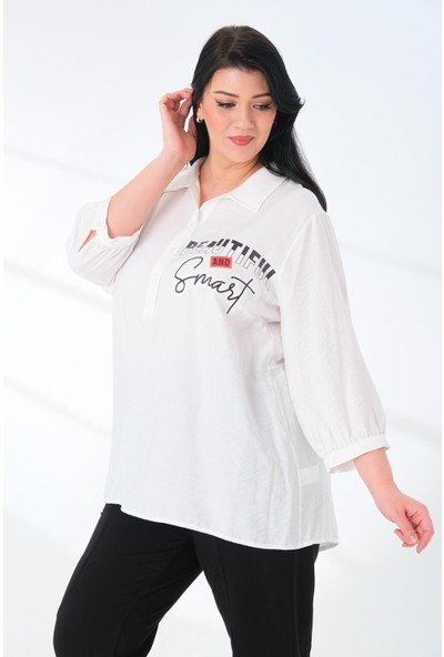 Lady Majestic Arka Düğme Detaylı Baskılı Büyük Beden Kadın Tunik 44059 Lady Majestic Arka Düğme Detaylı Baskılı Büyük Beden Kadın Tunik 44059