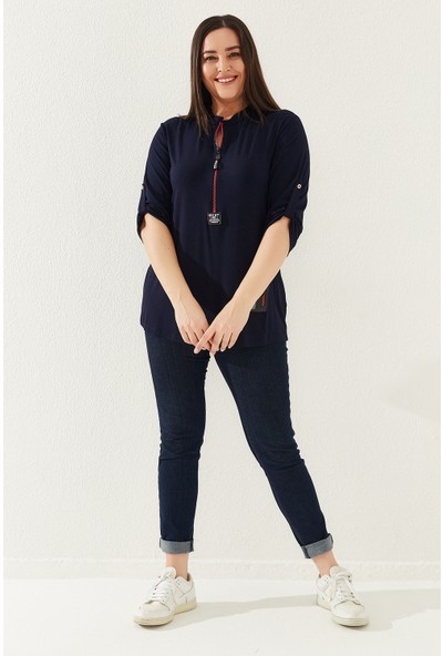 Lady Majestic Trend Fermuarlı Büyük Beden Kadın Triko 44079 Lady Majestic Trend Fermuarlı Büyük Beden Kadın Triko 44079